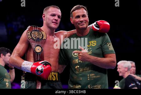 Jimmy Sains after beating Gideon Onyenani in their Middleweight bout at ...