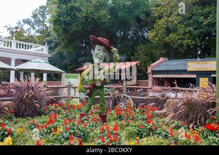 The Woody cowboy toy cartoon character topiary at the American ...