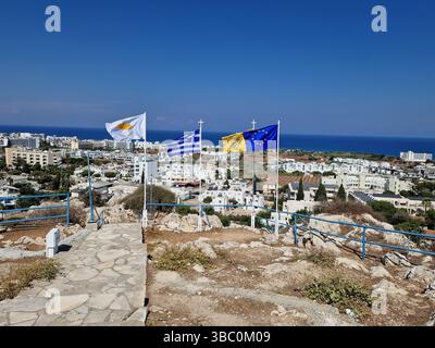 Greek flags and coat of arms national emblem with cross and laurel ...