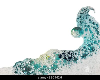 Outline corner framework shows crest of wave made with foaming soapy ...