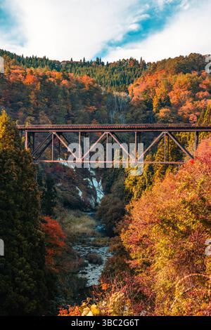 Fukushima, JAPAN - Nov 10, 2024: View of First Tadami River Bridge ...
