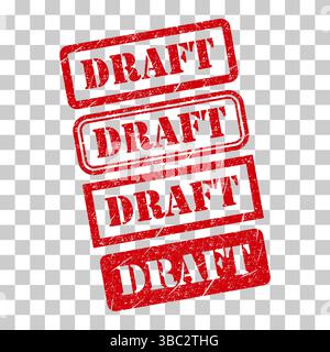 Set of Draft stamp symbol, label sticker sign button, text banner ...