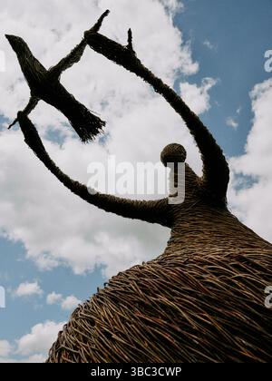 The Last Survivors willow sculptures by local artists Willowtwisters at Runnymede meadow on the ...