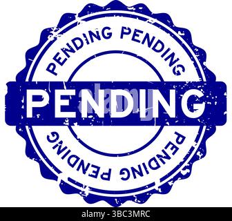 Grunge blue pending word round rubber seal stamp on white background ...