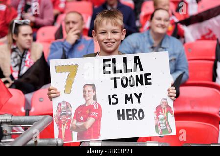 A fan ahead of the Adobe Women's FA Cup final at Wembley Stadium ...