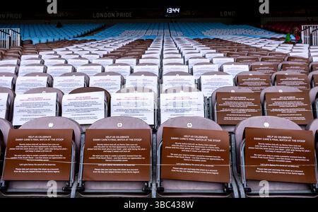 A notice for fans to hold up a mosaic for Danny Care before his last ...