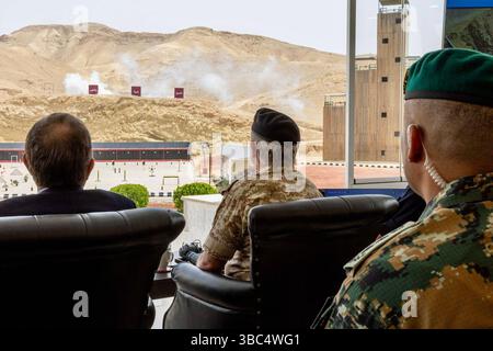 Jordanian King, Abdullah II, attends a military exercise by the ...