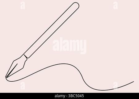 Pen writing symbol continuous one line drawing outline vector ...