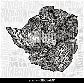 Zimbabwe Map. Zimbabwean Country Map. Black and White Zimbo National ...