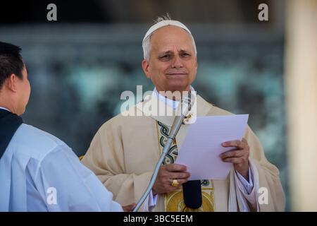 Pope Leo XIV stands in front of a painting depicting the Virgin of ...