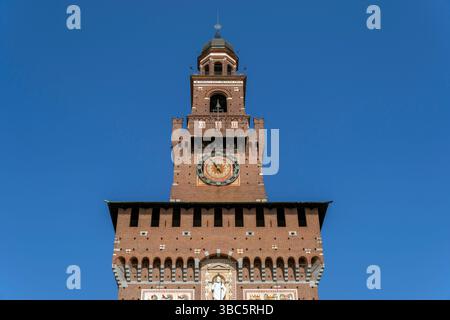 Milan, Italy - April 5, 2025: The Filarete Tower of the Castello ...