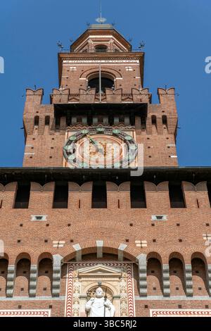 Milan, Italy - April 5, 2025: The Filarete Tower of the Castello ...