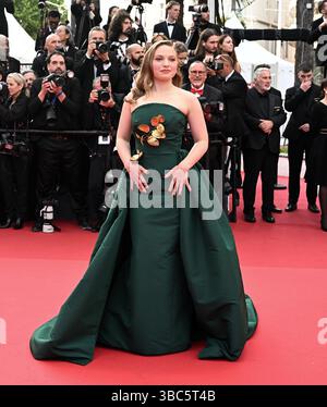 British actress Mia Threapleton attends the premiere of The Phoenician Scheme at the 78th Cannes ...