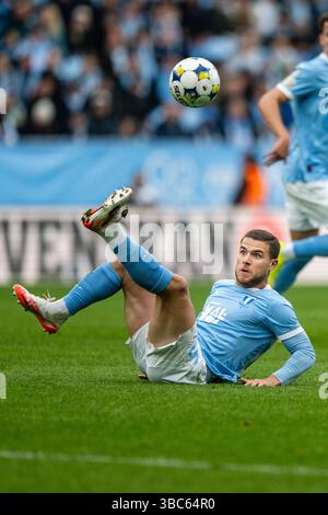 Malmoe, Sweden. 18th May, 2025. Hugo Bolin (38) of Malmoe FF seen ...