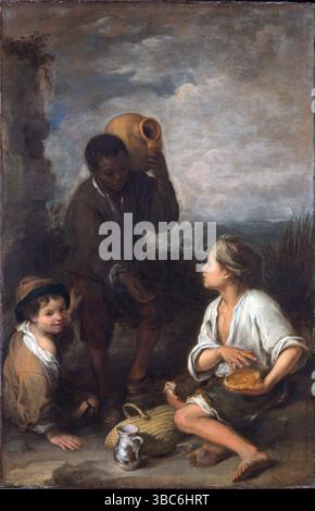 Bartolome Esteban Murillo, or Murillo painting; "Three Boys" 1670 ...
