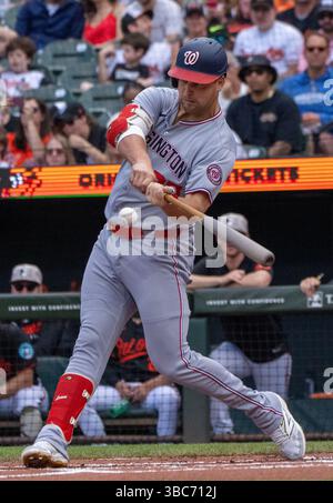 Washington Nationals' Nathaniel Lowe in action during a baseball game ...