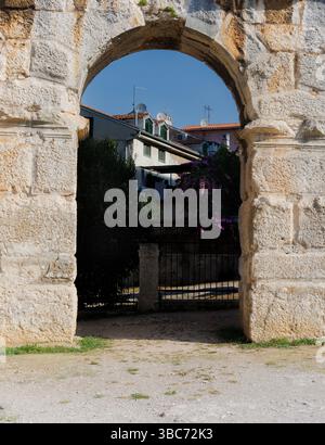 View of the Pula Arena at sunrise. Pula, Istria, Croatia Stock Photo ...