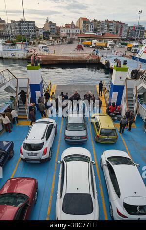 About to dock at Canakkale. On the local car, pedestrian commuter ferry ...