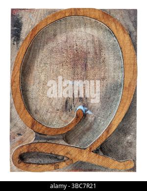 Ornamental letter P - script font - isolated letterpress wood type ...
