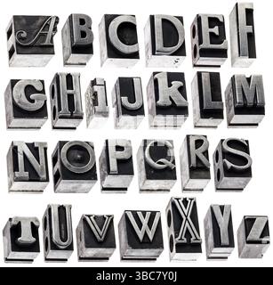 English alphabet - a collage of 26 isolated letters in grunge ...