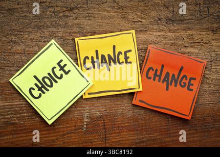 3C concept - choice, chance and change - handwriting in black ink on ...