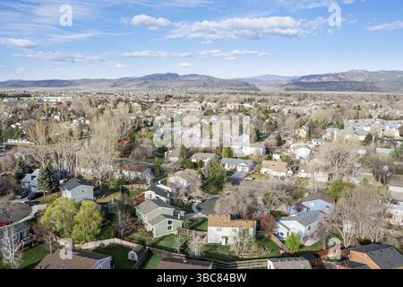 aerial view of Fort Collins residential area, typical along Colorado ...