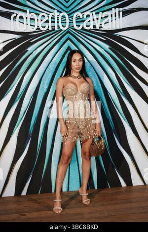 Eva Gutowski attends the Roberto Cavalli fashion show during Milan's ...