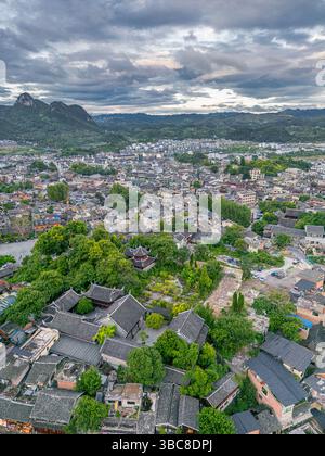 The sunset over Tang'an Dong Village in Zhaoxing Township, Liping ...