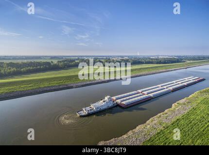 Barges on the Chain of Rocks Canal of MIssissippi River above St Louis ...