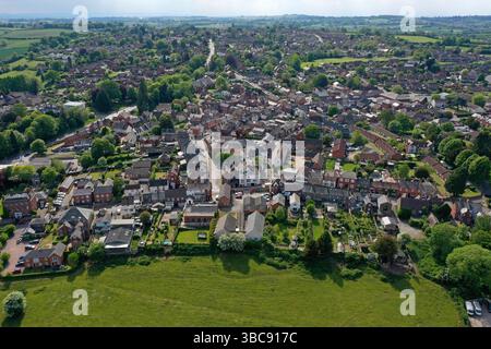 Aerial drone view of the town of Bromyard, Herefordshire, May 2025 ...