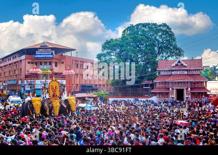 Thrissur Pooram 2025 - Paramekkav Temple - Mini Kudamattam Stock Photo ...