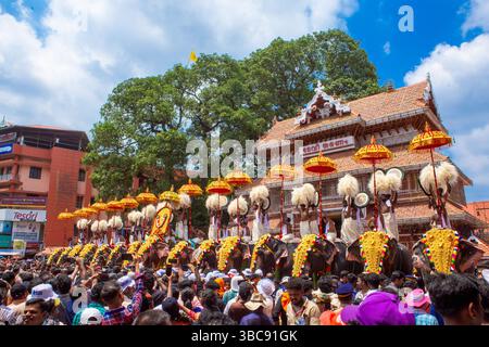 Thrissur Pooram 2025 - Paramekkav Temple - Mini Kudamattam Stock Photo ...