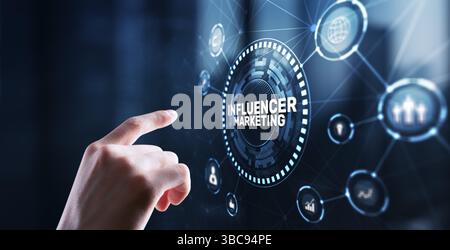 Influencer marketing concept. Promotion of goods or services through ...