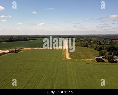 An aerial view of the former WWII USAF airfield in Thorpe Abbotts ...