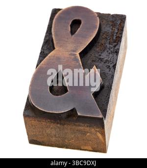 Ampersand symbol - isolated vintage wood letterpress type block Stock ...