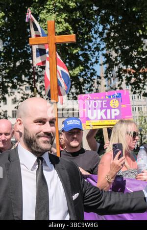 UKIP leader, Nick Tenconi gives an interview to a journalist during the ...