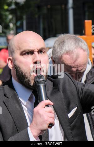 UKIP leader, Nick Tenconi gives an interview to a journalist during the ...