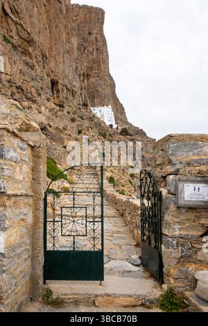 Stone steps that lead to the Hozoviotissa Monastery. Amorgos island ...