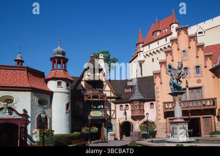 The Germany Pavilion traditional buildings, Epcot amusement park ...
