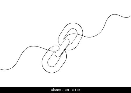Chain link icon continuous one line drawing isolate outline vector ...
