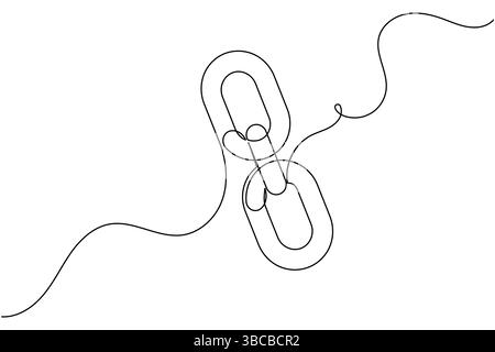 Chain link icon continuous one line drawing isolate outline vector ...