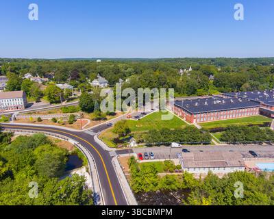Slatersville Mills building aerial view in historic village of ...