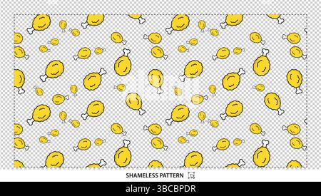 Crispy fried chicken seamless pattern, vector repeat wallpaper ...