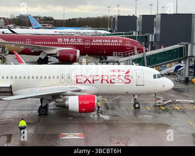 Iberia Express aircraft, Airbus, in Manchester Airport Terminal 2 ...