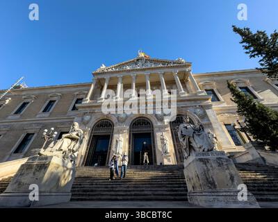 Stairs and main entrance with monuments of the Biblioteca Nacional de ...