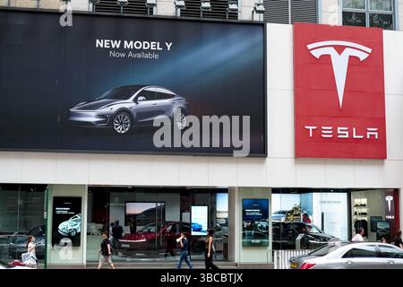 The Tesla model Y display outside of the shopping mall on December 23 ...