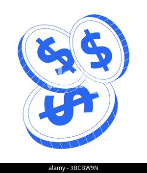 Dollar coins 2D cartoon object Stock Vector Image & Art - Alamy