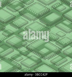 CPU PC pattern seamless. Processor background. Central processing system for computer texture ...