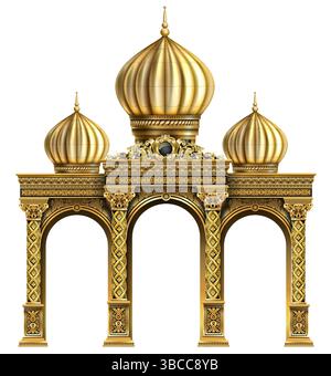 The luxurious entrance of the palace with golden arches Stock Vector ...
