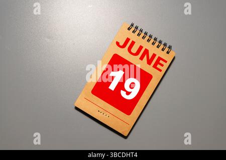 June 19- from wooden blocks with letters, important date concept, white ...